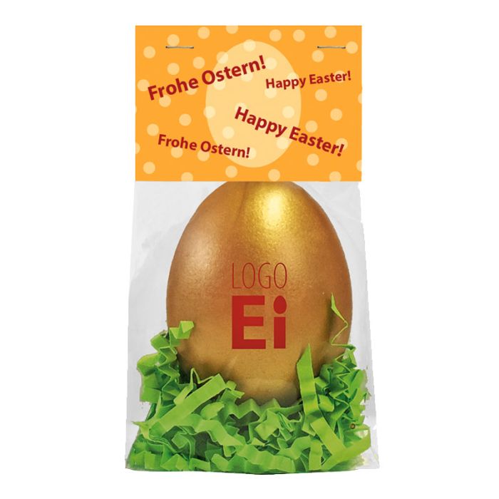 Echtes LOGO-Ei inkl. Druck im Smart Bag (ab 100 Stück)